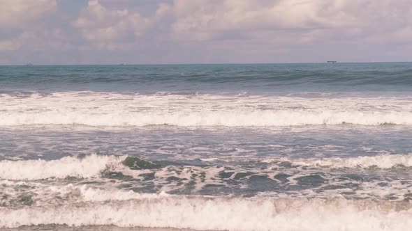 Large Ocean Waves Crash Against Each Other Against the Background of ...