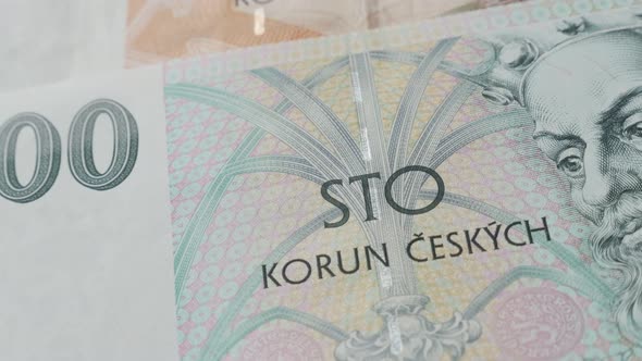 Paper denominations of Czechia crown banknotes 4K 2160p 30fps UltraHD ...