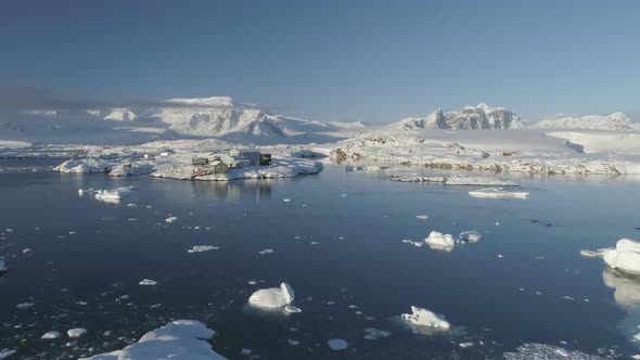 Drone View of Antarctic Science Station - Vernadsky Base., Stock Footage