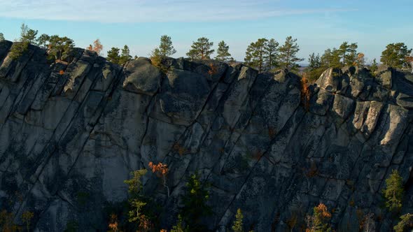 Aerial View of a Cliff with an Autumn Forest, Stock Footage | VideoHive