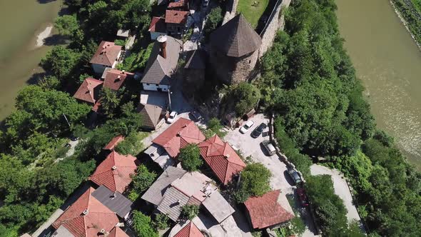 Vranduk Castle a small medieval castle of Bosnian kings V6, Stock Footage