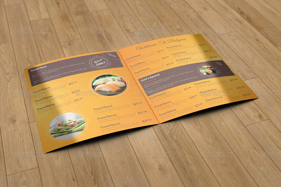 Half Fold Menu Mock-up 14x8.5 inches, Graphics | GraphicRiver