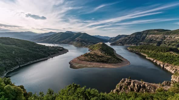 Sunset Over Beautiful Dam, Stock Footage | VideoHive