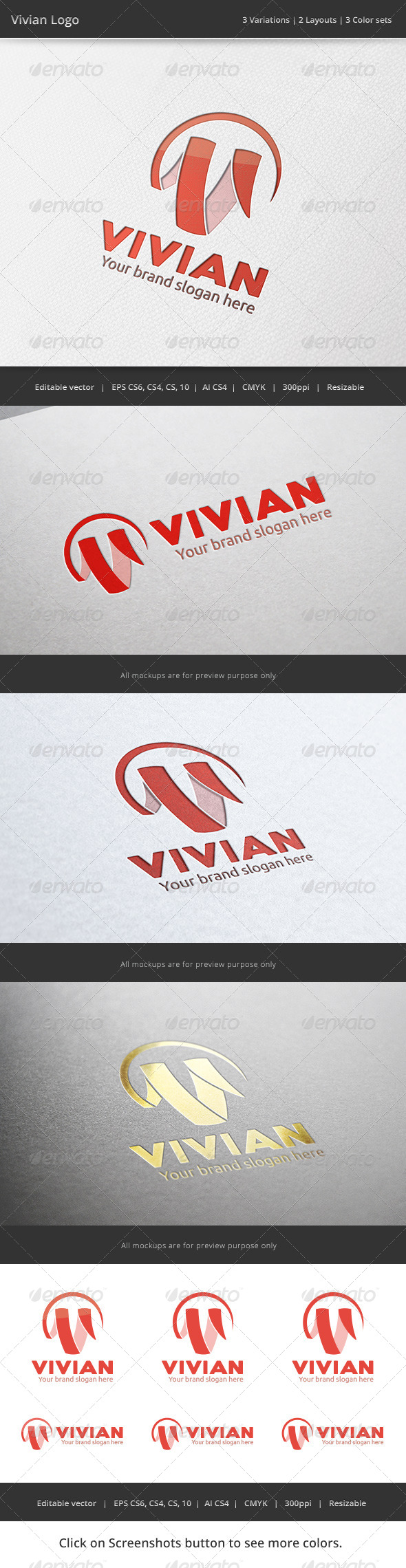 Vivian V Letter Logo by WheelieMonkey | GraphicRiver