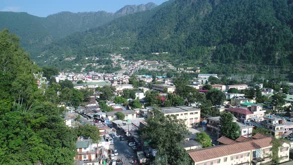 City of Uttarkashi in the state of Uttarakhand in India seen from the ...