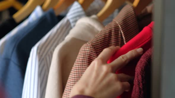 Woman Takes Clothes From your Wardrobe in Home, Stock Footage | VideoHive