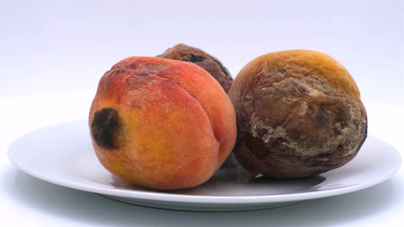 Overripe peach covered with mold. Rotten peach spoiled by time, Stock ...