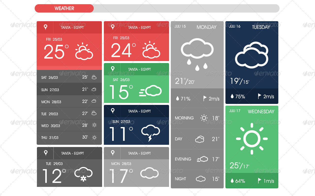 Simple Flat UI Kit Elements, Vectors | GraphicRiver