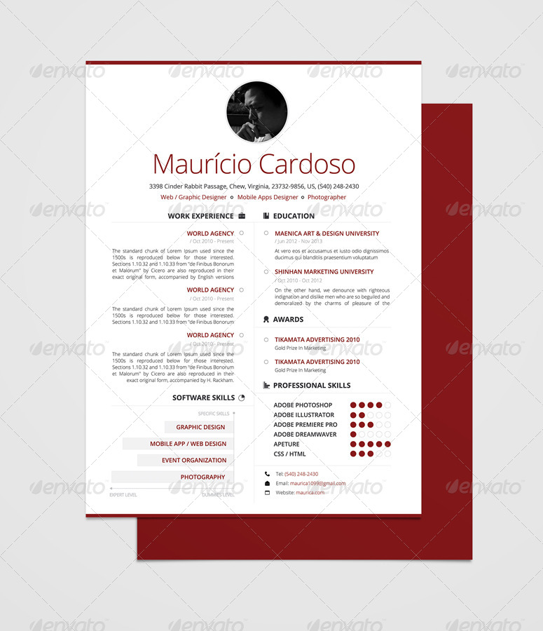 Simple & Clean Resume / CV, Print Templates | GraphicRiver