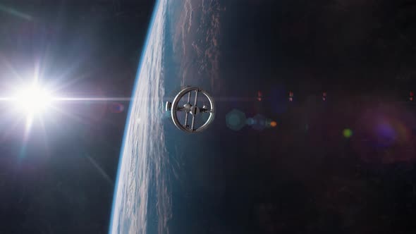 Space Station Rotating In Earth Orbit, Motion Graphics | VideoHive