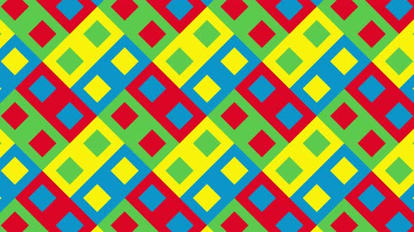 Geometric pattern with animated tiles in bold primary colors. Abstract ...
