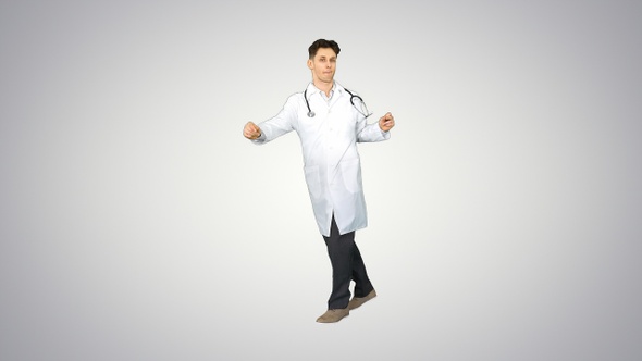 Dancing doctor has some new ideas on gradient background., Stock Footage