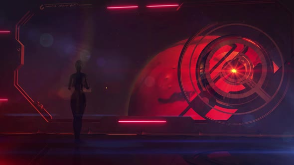Android In A Spaceship Orbiting Mars HD, Motion Graphics | VideoHive