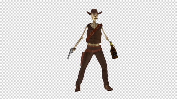 Funny Skeleton - Dancing Cowboy - II - Transparent Loop, Motion Graphics