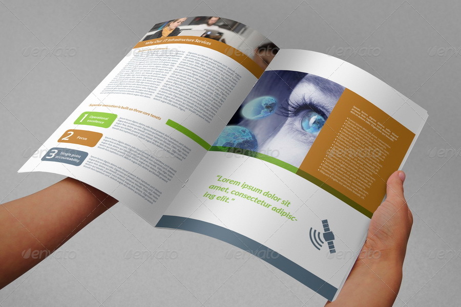 IT Company Brochure Design Template - 12 Pages, Print Templates ...