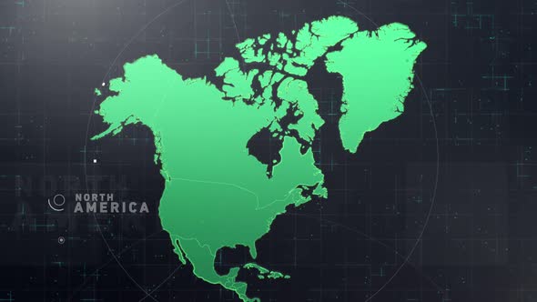 Digital Tech North America Map Front View, Motion Graphics | VideoHive