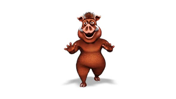 Cartoon Boar Dance Looped on White Background, Motion Graphics | VideoHive