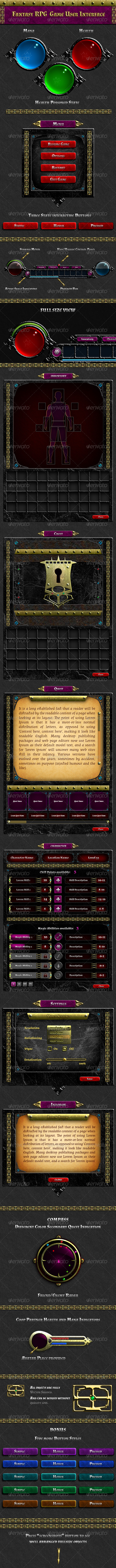 Fantasy RPG Game UI by MarabuDesign | GraphicRiver
