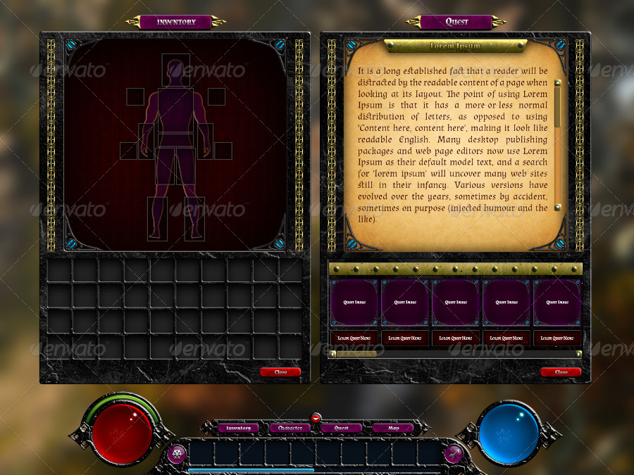 Fantasy RPG Game UI, Web Elements | GraphicRiver