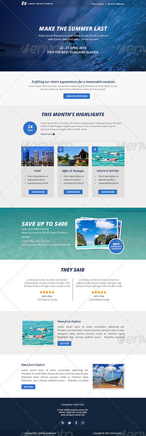 Explore - Travel PSD Email Newsletter Template, Web Elements | GraphicRiver