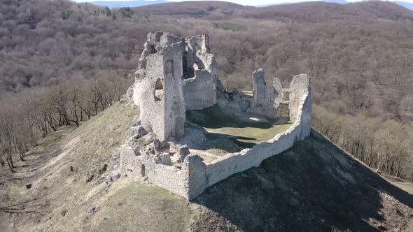 Aerial view of castle in Brekov village in Slovakia, Stock Footage