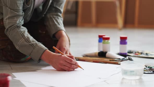 Drawing Process Female Artist Artwork Creation, Stock Footage | VideoHive