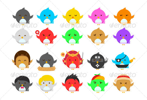 Editable Bird Characters Pack, Vectors | GraphicRiver