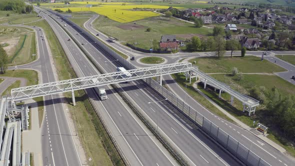 Pedestrian Bridge Over Busy Highway, Stock Footage | VideoHive