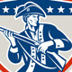 American Patriot Holding Musket Rifle Shield Retro by patrimonio ...