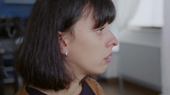 Close Up of Woman Listening to Story About Addiction and Crying at Aa ...