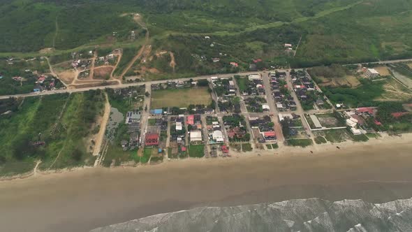 Bird's Eye View Of The Coastal Town Of La Curia, Santa Elena Province ...