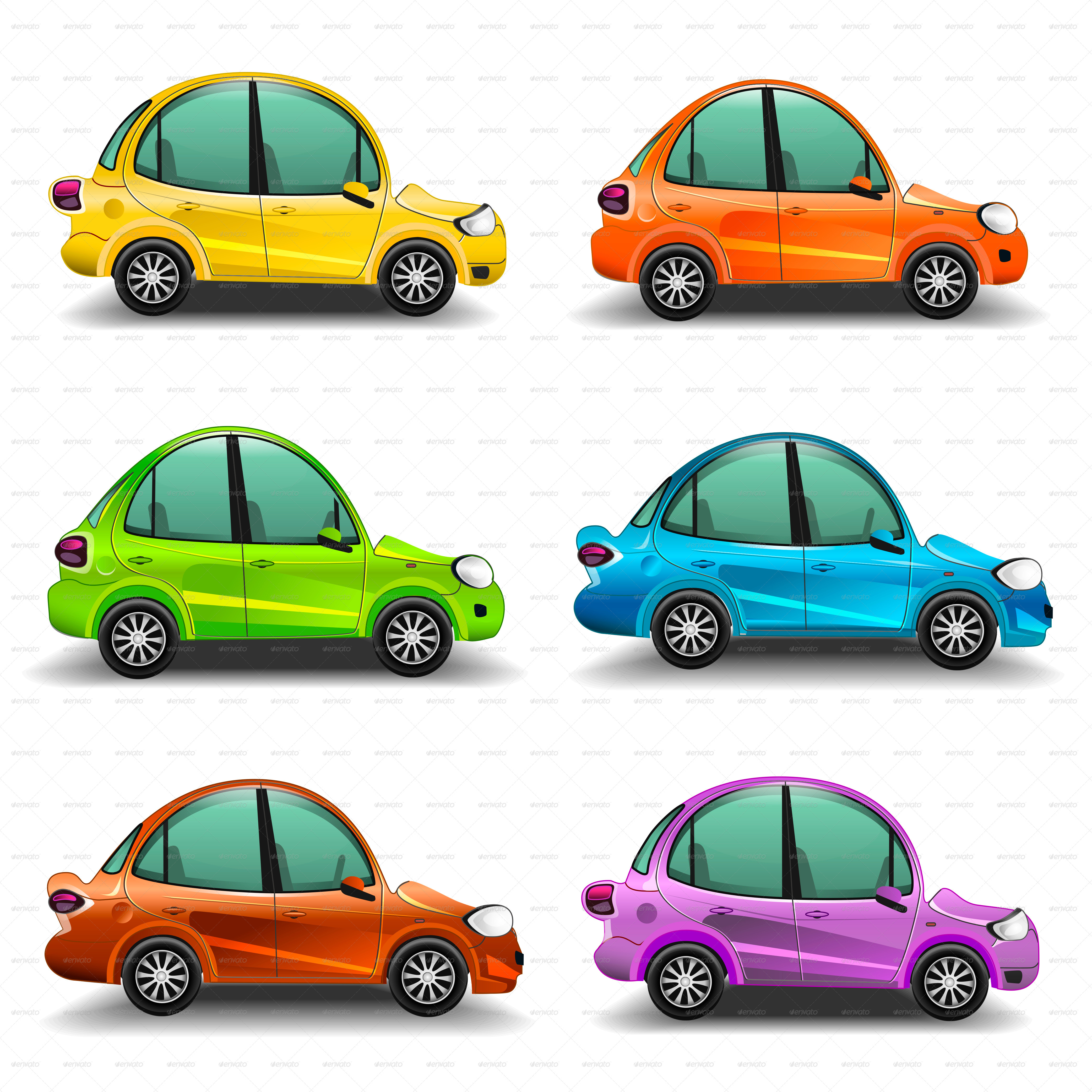 Colorful Cartoon Cars , Vectors | GraphicRiver