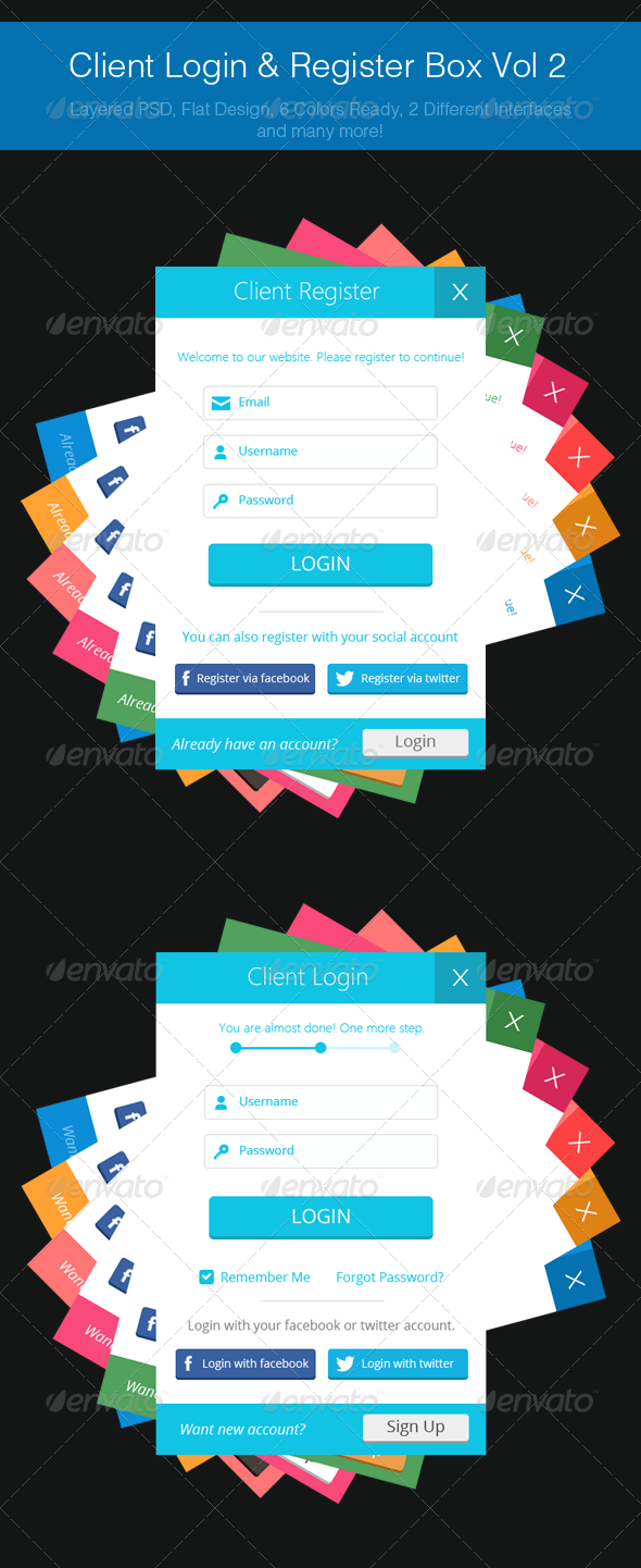 Client Login & Register Box Vol 2, Web Elements | GraphicRiver