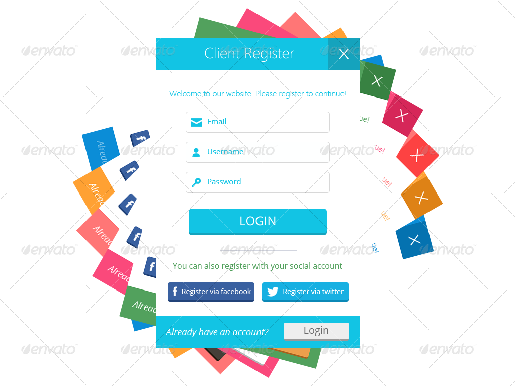 Client Login & Register Box Vol 2, Web Elements | GraphicRiver