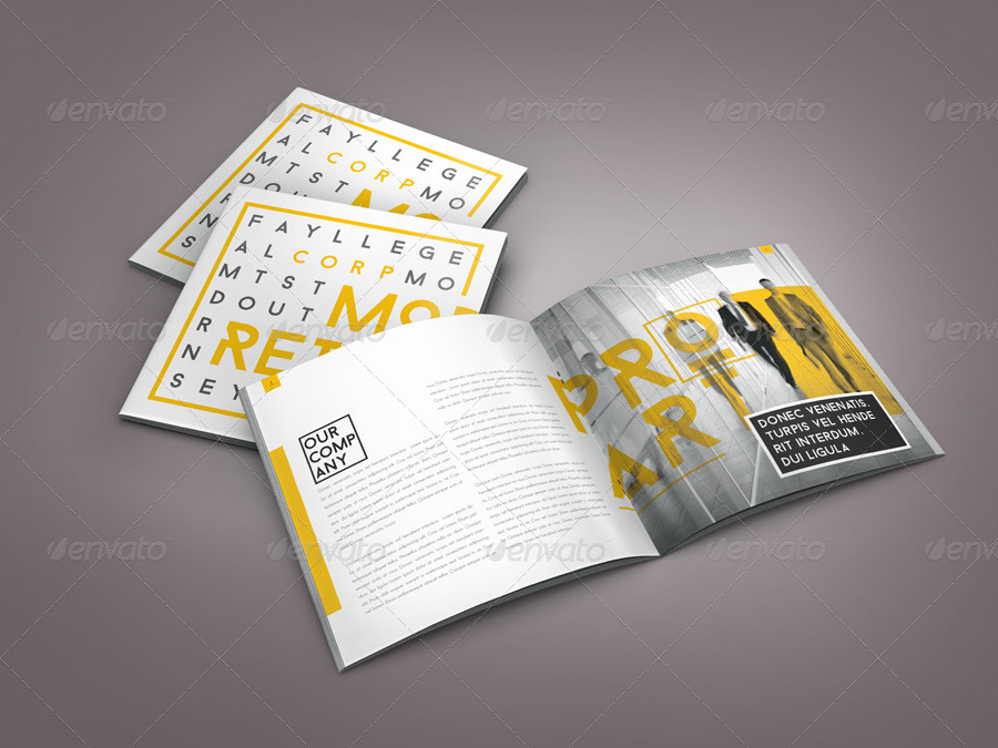 Retro Style Square Brochure Indesign, Print Templates | GraphicRiver