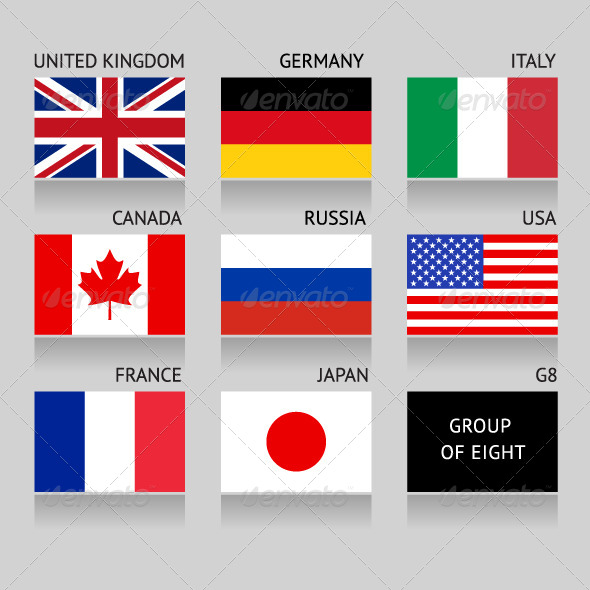 Set of Flags Countries Members of the G8 group by ecelop | GraphicRiver