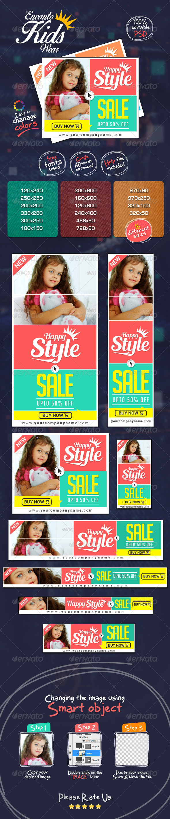 Kids Clothing Banner Set by BannerDesignCo | GraphicRiver