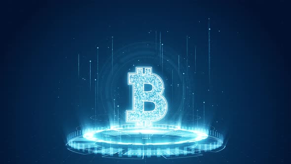 Blue digital money logo with futuristic technology circle rotation on ...