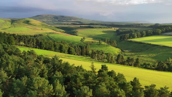 Idyllic Rolling Hills In The Scottish Borders, Stock Footage | VideoHive