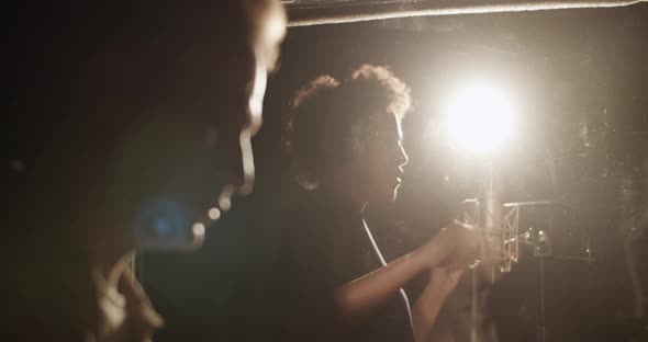 Happy Producer Recording Song with Singer, Stock Footage | VideoHive