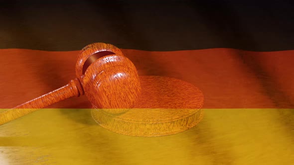 German judiciary. Flag of Germany and Judge's gavel., Motion Graphics