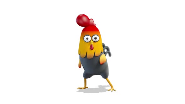 Rooster Dancing A Modern Dance on White Background, Motion Graphics