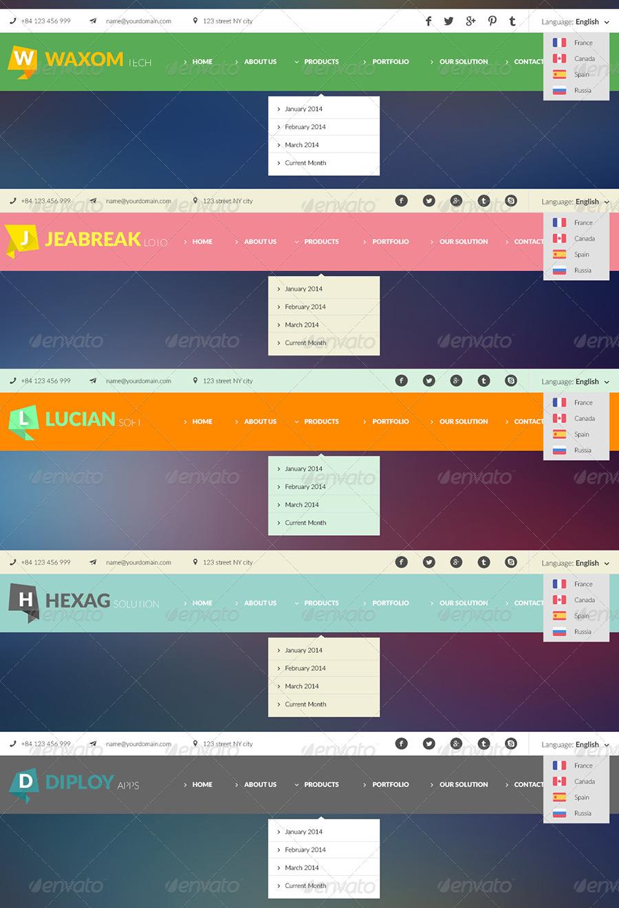 10 Flat Navigations, Web Elements | GraphicRiver