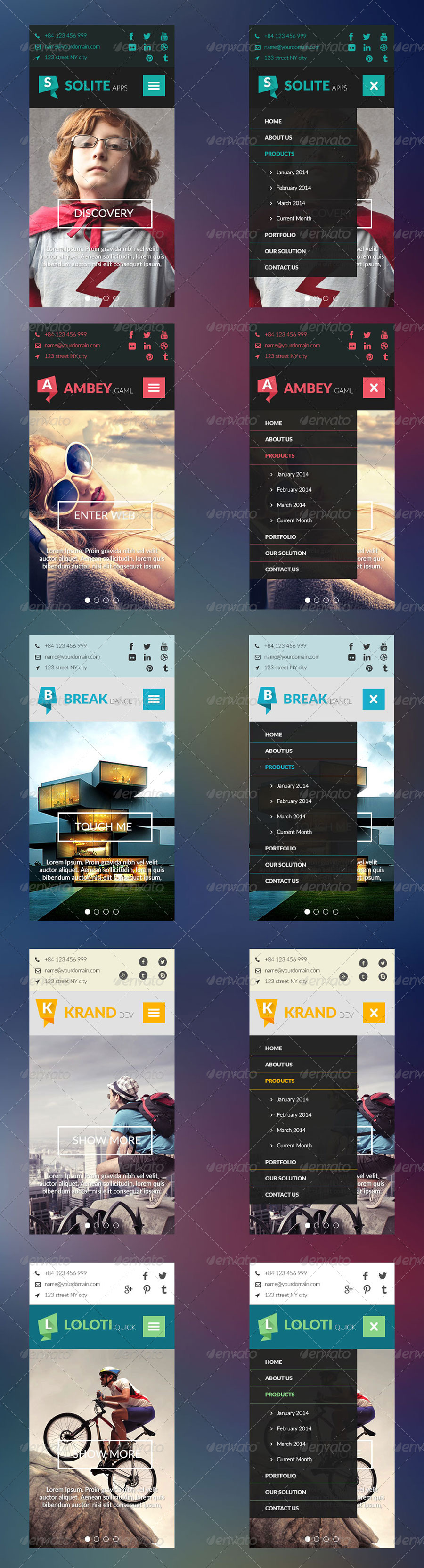 10 Flat Navigations, Web Elements | GraphicRiver