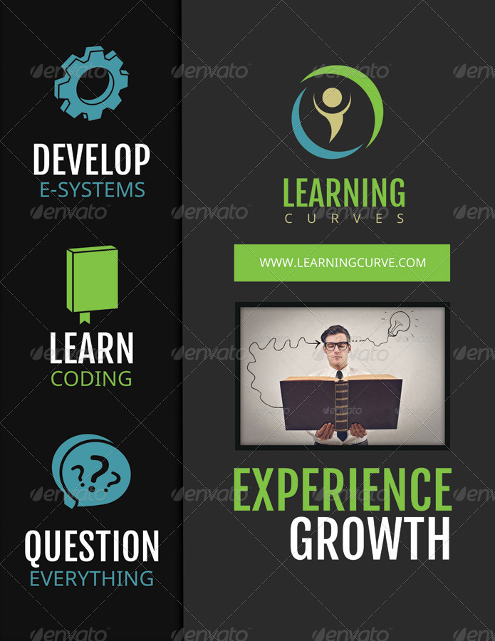 Learning Curve Online Course Flyers, Print Templates | GraphicRiver