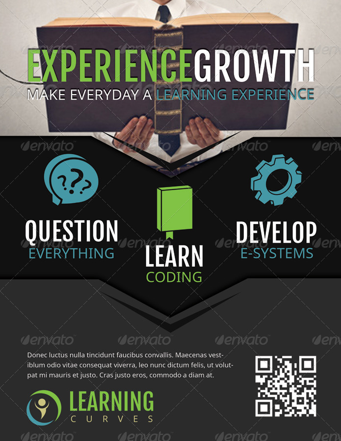 Learning Curve Online Course Flyers, Print Templates | GraphicRiver
