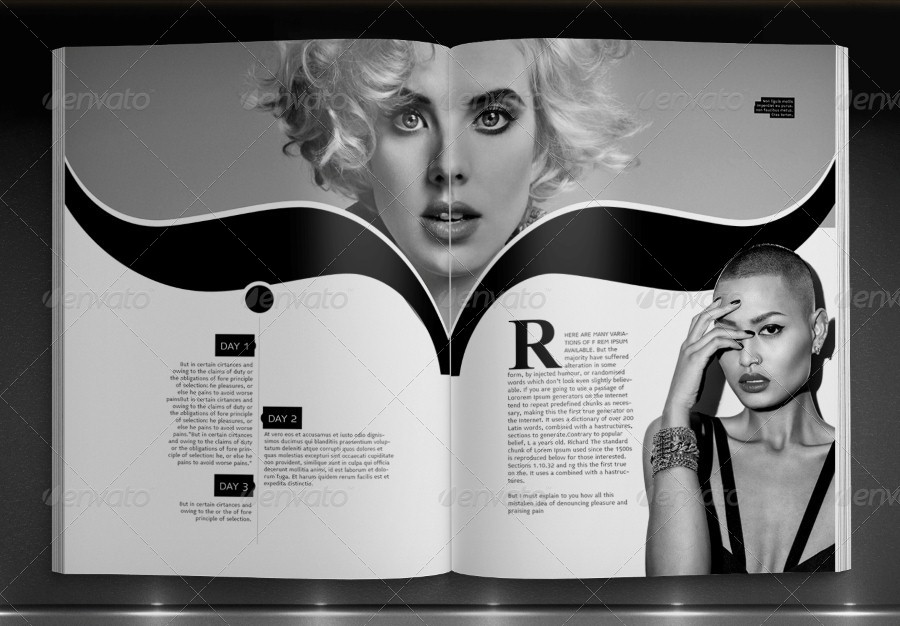 Black & White Magazine Template vol. 1, Print Templates | GraphicRiver