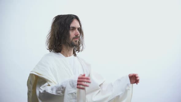 Jesus Raising Hands Illuminated With Light, Resurrection and Ascension ...