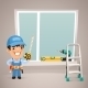 Worker is Installing the Window, Vectors | GraphicRiver