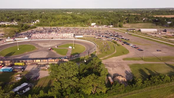 Aerial View Of Car Racing Track Of Flat Rock Speedway During Stock Car ...